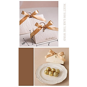 ZJSXINDI 15 Pcs Favor Boxes Gift Wrap Boxes White Gift Box 5"x 3" For Party Favor, Weddings, Bridal Showers, Bridesmaids... Gift Wrap Boxes Bulk for Crafting (champagne ribbons)