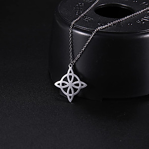 TEAMER Stainless Steel Witch Celtic Knot Witchcraft Necklace for Women Geometric Pendant Vintage Jewelry (Style 1 - Silver)