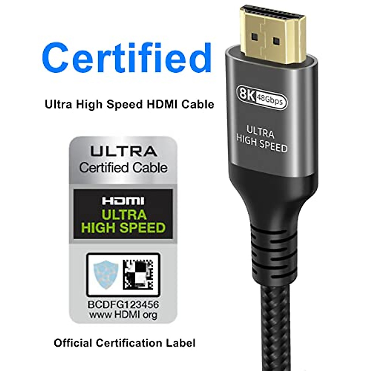 10k 8k 4k HDMI 2.1 Cable 1.5 FT, Certified 48Gbps 1ms Ultra High Speed HDMI Cable 4k 120Hz 144Hz 10k 8k 60Hz 12bit DTS:X Dolby Atmos HDR10+ ARC eARC Compatible for Gaming PC Soundbar RTX3080 PS5 Xbox