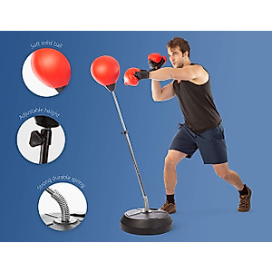 Punching Bag with Stand, Boxing Bag for Teens & Adults - Height Adjustable - Speed Bag for Training, Boxing Equipment, Stress Relief & Fitness
