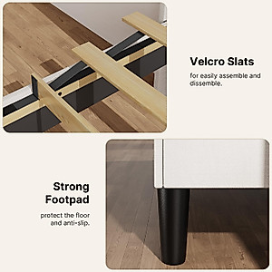 Gizoon Full Bed Frame with Wingback Headboard, Upholstered Platform Bed with Modern Geometric Headboard, Wooden Slats, Noise-Free, No Box Spring Needed