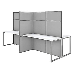 Bush Business Furniture Easy Office 4 Person Cubicle Desk Workstation, 60W x 66H, Pure White
