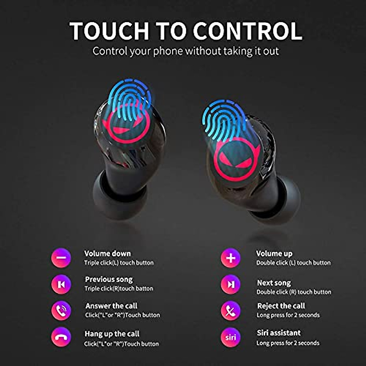 Instiwitt Wireless Earbuds for Kids Cute Cartoon Bluetooth in Ear Headphones Stereo Sound Earphones Built-in Dual Mic Noise Reduction Touch Control 30Hrs Playtime IPX5 Waterproof Headset for Sports