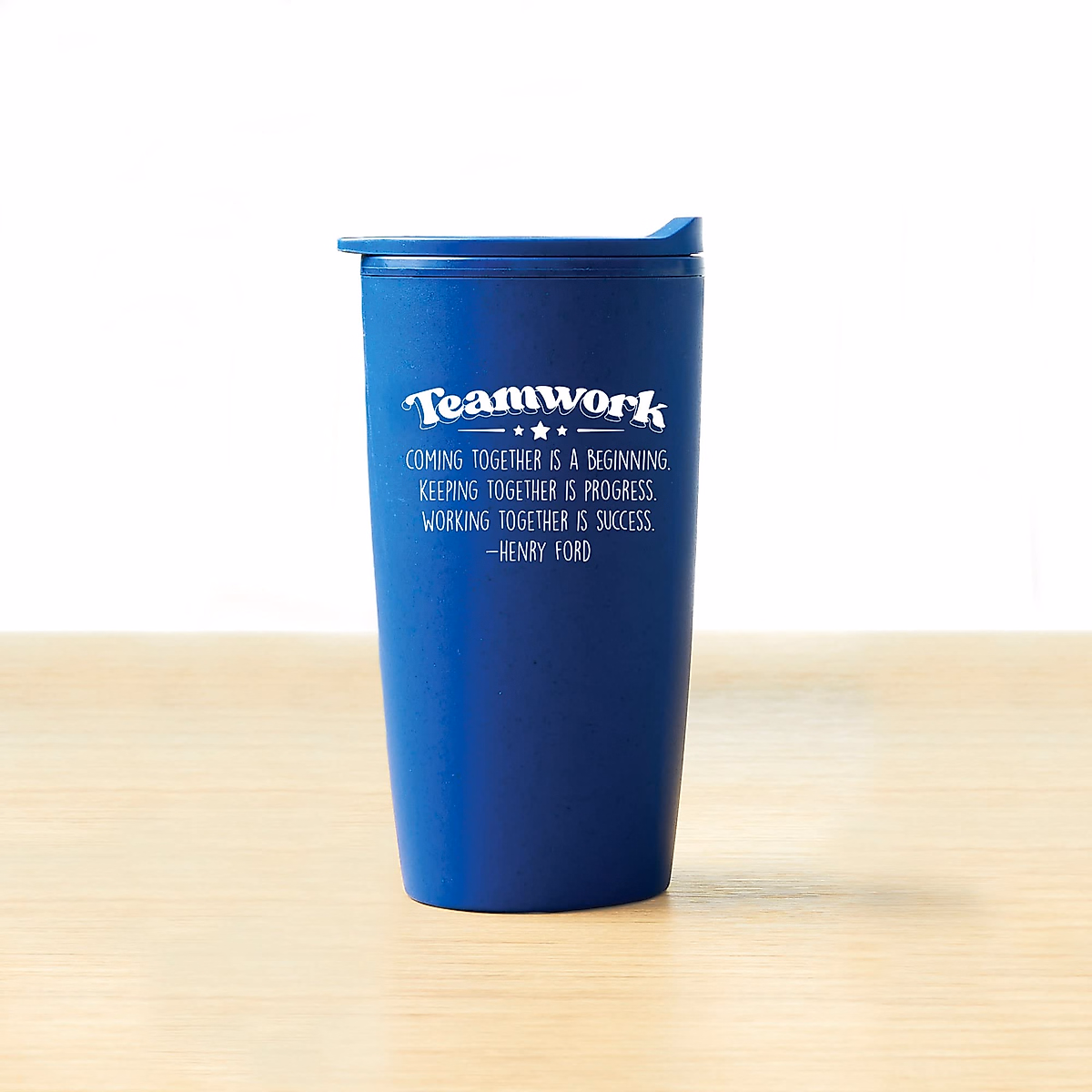 Cheersville 2 Pack of 20 oz. Blue Wheat Straw Tumblers - Thank You Gift - Eco-Friendly Gift for Employee Teamwork Appreciation Lightweight Sustainable