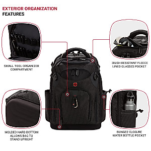SwissGear Tool Bag Backpack, Fits Up to 17-Inch Laptop, Work Pack PRO, Black