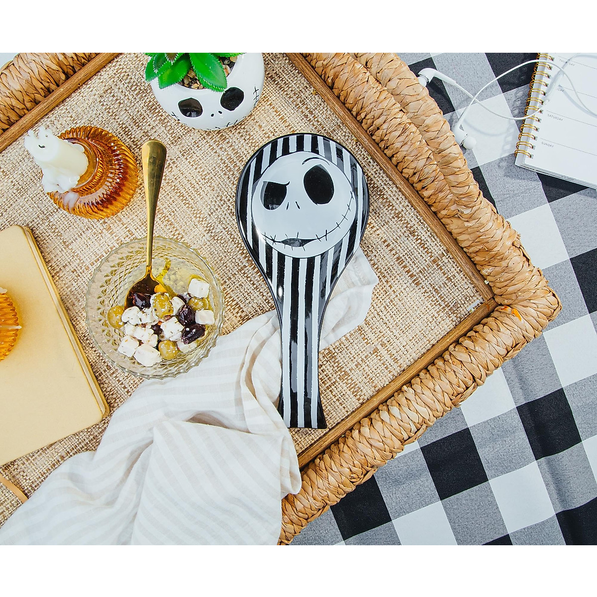 Disney The Nightmare Before Christmas Jack Skellington Ceramic Spoon Rest Holder | Kitchen Organizer For Utensils To Keep Countertop Clean