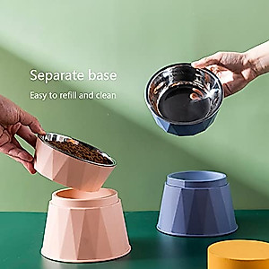 FUUIE Bowls for Food and Water Stainless Steel Double-Layer Pet Drinking Water Bottle Neck Food Bowl (Color : Blue)