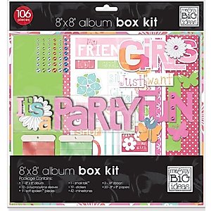 me & my BIG ideas Girls Just Want to Have Fun Scrapbook Kit, 8-Inch by 8-Inch