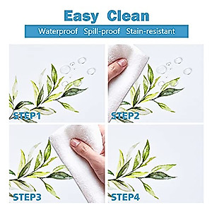 ASPMIZ Green Leaves Tablecloth, Tropical Leaf Plant and Butterfly Table Cloth, Spring Summer Waterproof Wrinkle Free Tablecover for Kitchen, Dining Room, Outdoor, Picnic, Party, Round 60 inch