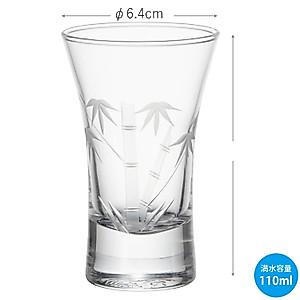 Toyo Sasaki Glass 09112-75 Cold Sake Glass, 4.3 fl oz (110 ml), Kiriko Cup, Bamboo Kiriko Cup, Made in Japan