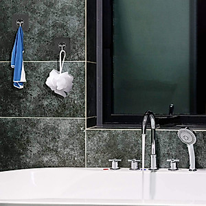 Kqcibz 10 Packs Reusable Adhesive Hooks,Transparent Heavy Duty Wall Hooks with, Waterproof and Oilproof for Bathroom, Bedroom, Kitchen, Refrigerator Door, Wall and Ceiling