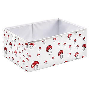 susiyo Mushroom Pattern Fabric Storage Bin Organizer 11 inch Collapsible Storage Cube for Shelf Closet