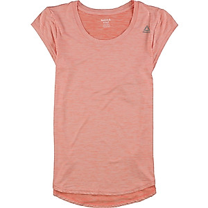 Reebok Womens Marled Jersey Basic T-Shirt, Orange, X-Small
