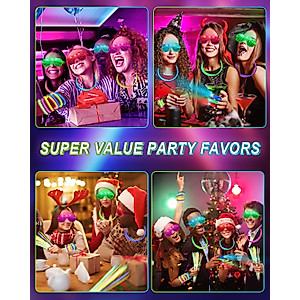 270 PCS Glow In The Dark Party Supplies for Kids Adults, 100 Glow Sticks Bulk Party Pack Light Up Party Favors, 12 LED Glasses, 32 Finger Lights, 8 LED Hair Clips for Wedding Birthday Halloween