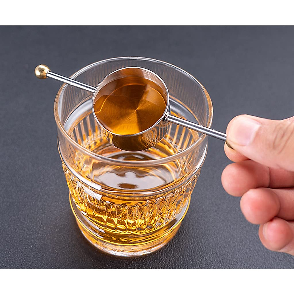 Stainless Steel Bar Jigger with Handle Measuring Tool for Whiskey Cocktail Tequila Liquor Barware 2 pcs (Silver)