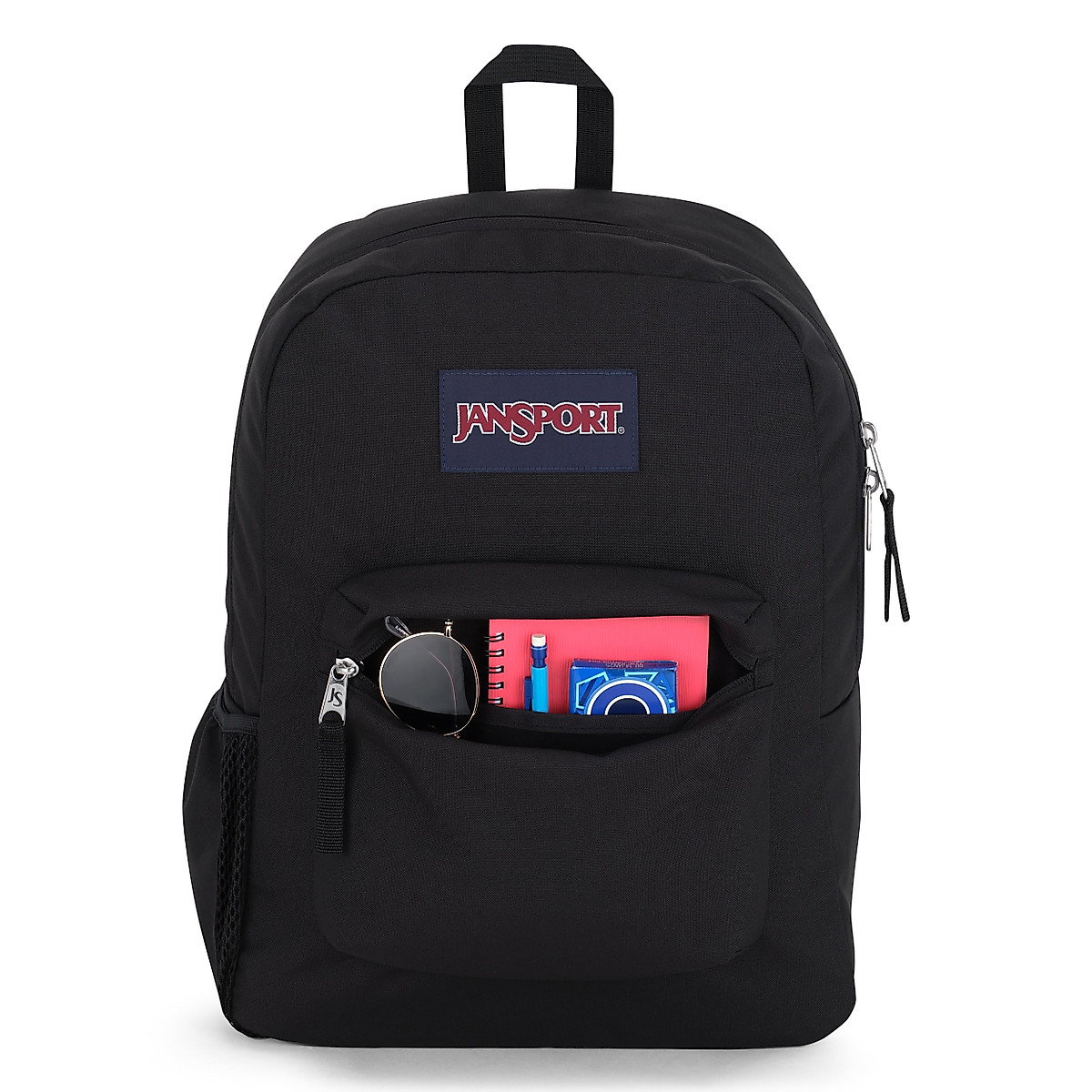 JanSport Cross Town School Backpack, Black, 17" x 12.5" x 6" - Simple Bookbag for Girls, Boys, Adults with 1 Main Compartment, Front Utility Pocket - Premium School Accessories