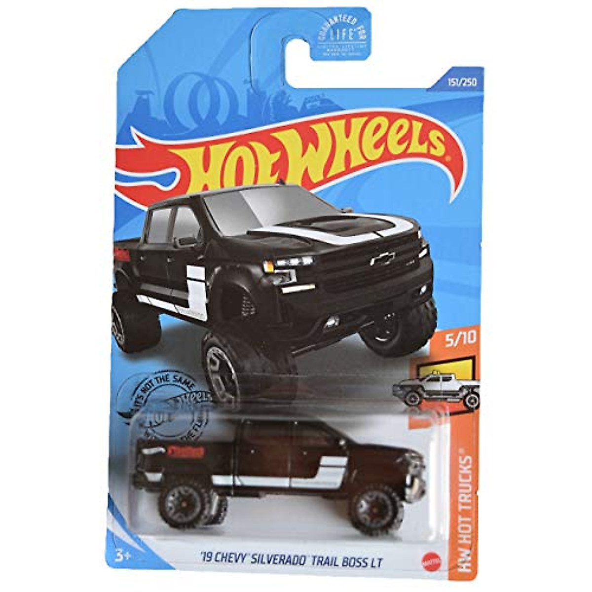 DieCast Hotwheels '19 Chevy Silverado Trail Boss LT 151/250 [Black], Hot Trucks 5/10