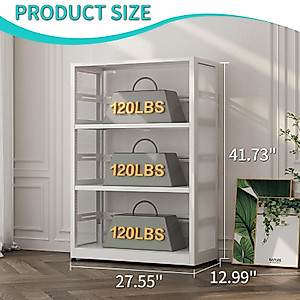 Metal Storage Shelves with Wheels,3 Tier Bookshelf with Storage,Bookshelf with Storage,White Bookcase with 2 Adjustable Shelves,Office Shelves for Living Room,Classroom,Library