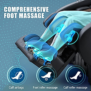 MYNTA Massage Chair MC3100, Full Body Zero Gravity SL Track 3D Massage Chair with Calf Roller Massage, Voice Control, Thai Stretch, Black