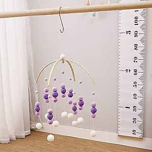 Baby Crib Mobile,Baby Mobile Crib Felt Ball Hanging Toys Pendant Wind Chimes Decorations,Gifts for Newborn,Nursery Decor for Girls Boys(Purple)