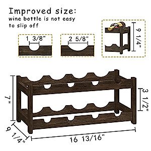BAMEOS Wine Rack Free Standing 2 Tier 8 Bottle Bamboo Wine Racks Countertop Cabinet Wine Holder Wine Storage Shelf for, Bar, Pantry Wine Cellar Basement Countertop Mocha (16.85 L x 9.25W x 7H