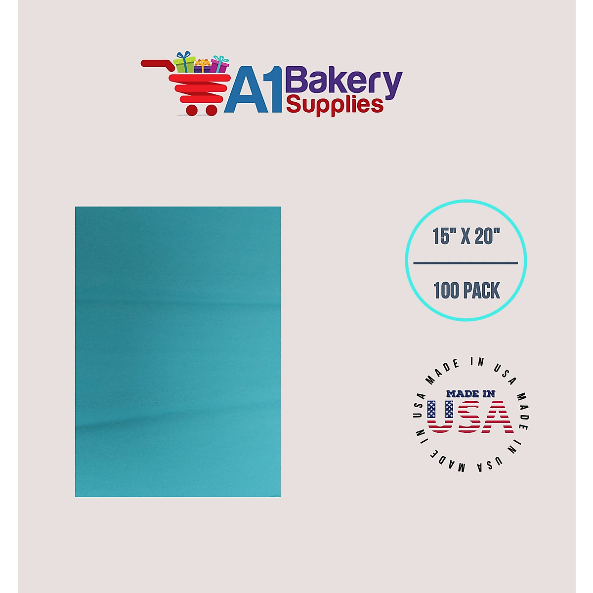 Caribbean Teal Tissue Paper 20 Inch x 30 Inch - 48 XL Sheets Premium Quality Tissue Paper by A1 bakery supplies