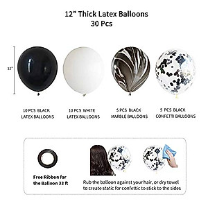 ANSOMO Black and White Happy Birthday Party Decorations, 30 Pcs Balloons Banner Foil Fringe Curtains, for Men Women