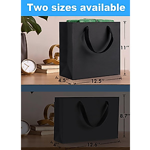 Argivean Black Gift Bags With Handles: 6pcs Large Gift Bags Bulk 12.5x4.5x11 Inch For Wedding Party Birthday Business