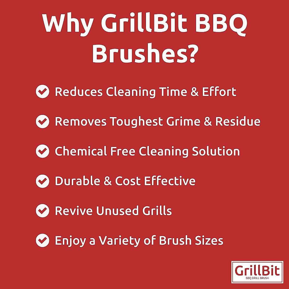 GrillBit BBQ Drill Brush for Grill Cleaning. Drill Cleaning BBQ Wire Brush. 7 Piece Set. Clean & Restore Your Grill Fast & Easy. Brass Coated Wire Brushes. Super Effective. Not Plastic. Not Meltable.