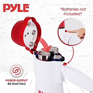 Pyle 40 Watt Professional Megaphone Clear Sound & Ergonomic Grip - Multi-Function with Talk, Siren, Volume Control - Detachable Handheld Mic - Indoor & Outdoor Sports, Emergency Response
