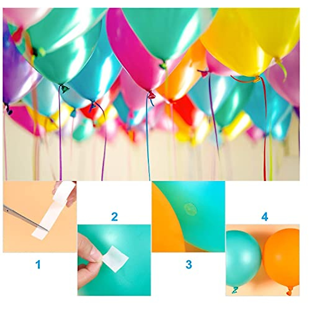 Balloon Arch Kit Balloon Decorating Strip Kit for Garland, 2 Rolls Balloon Tape Strips with 2 Rolls Balloon Glue Point Dots Stickers for Party Wedding Birthday Decorations