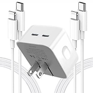 iPhone 13 14 Fast Charger [Apple MFi Certified] 35W Dual USB C Port Compact Power Adapter Foldable Wall Charger Block with 2Pack 6FT USB C to Lightning Charging Cable for iPhone14/13/12/11Pro Max/XR/8