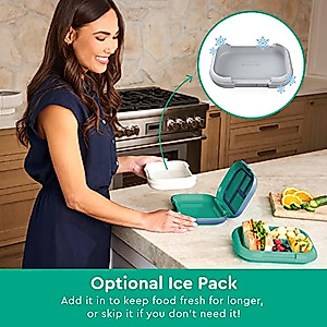 Bentgo® Kids Chill Lunch Box - Bento-Style Lunch Solution with 4 Compartments and Removable Ice Pack for Meals and Snacks On-the-Go - Leak-Proof, Dishwasher Safe, Patented Design (Green/Navy)