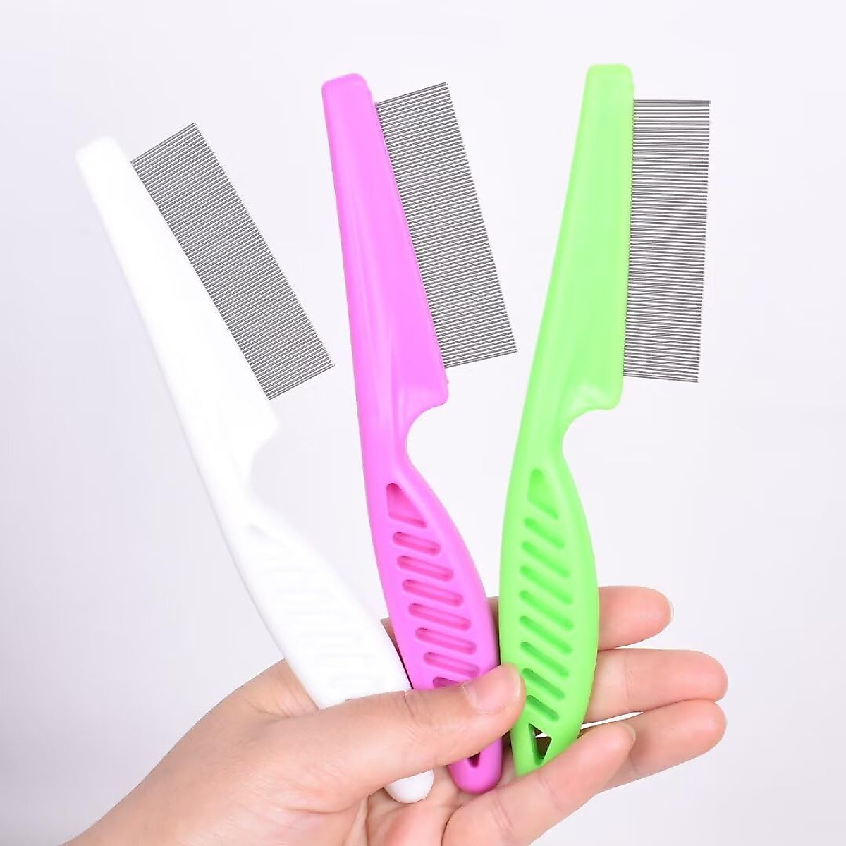 6 Pcs Flea Comb For Cats,Stainless Steel Dog Cat Grooming Combs with Rounded Teeth,Multifunctional Pet Lice Comb Tear Stain Removal,Pet Comb for Detangling and Dematting Face & Paws