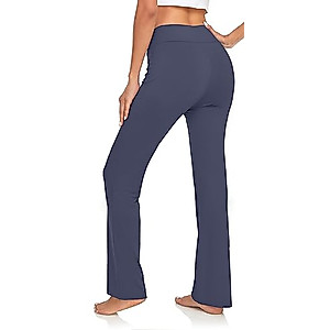 Womens Yoga Pants, High Waisted Black Yoga Pants for Women, Straight Leggings Loose Comfy Modal Running Long Active Pants (Navy Blue, L)