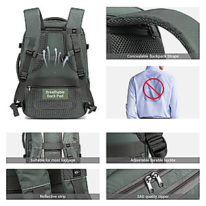 MOLNIA Travel Backpack for Men, 47L Carry On Backpack, 17.3inch Laptop Backpack Flight Approved, with 3 Packing Cubes & 1 Shoe Bag, Expandable Business Suitcase, Weekender Duffel Bag, Grey-green