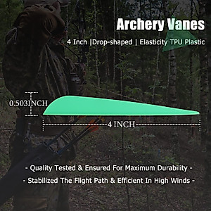 Hosolee 36 Pack Archery Fletches 4 Inch Arrows Vanes Plastic Fletching for DIY Shafts Hunting Targeting (Green)
