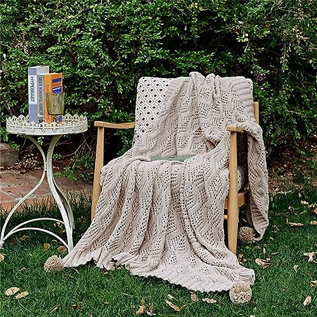Naiveferry Knitted Throw Blanket with Tassel Brown, Super Soft Cozy Lightweight Fluffy Blanket Warm Woven Decorative Blankets for Women Men Bed Sofa Chair Couch Cover