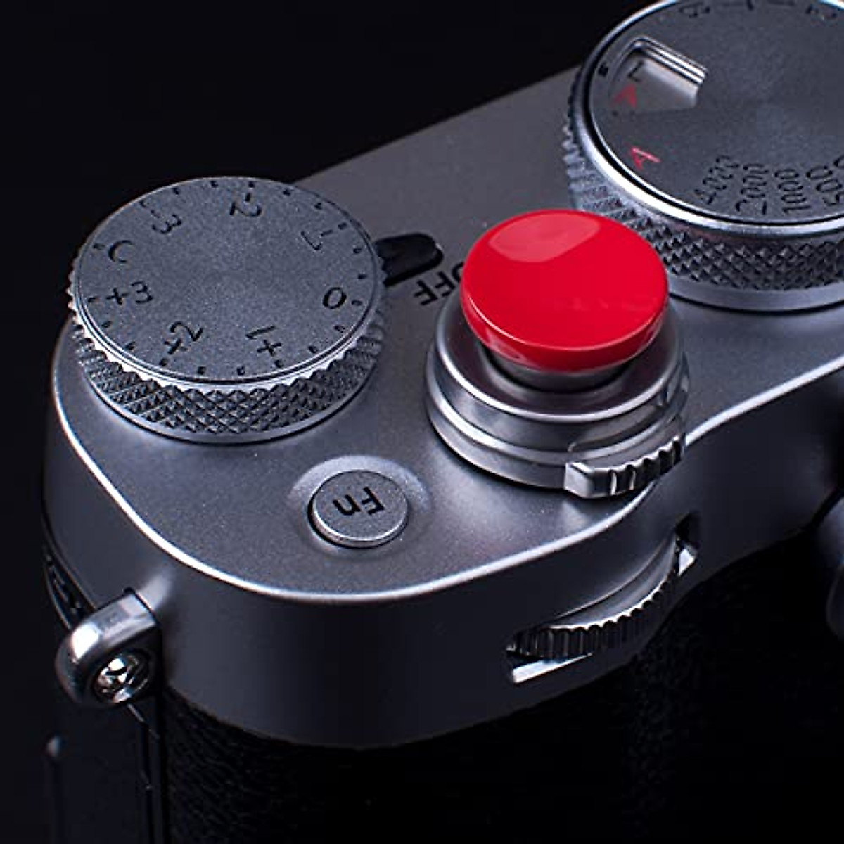 VKO Red Soft Metal Shutter Release Button Compatible with Fujifilm X-T4 X-T30 X-T3 X-T2 X100F X-T20 X-PRO2 X-PRO3 X-E3 X30 X100T X100S RX10 IV M9 M10 Camera 11mm Concave 10mm Convex Surface(2 Pack)