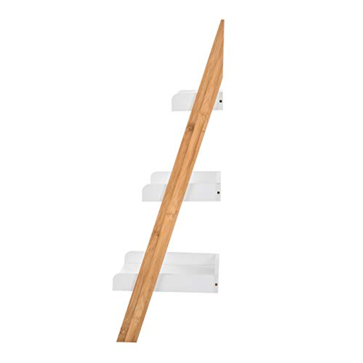 House of Living Art Ladder Shelf with 3-Tiers of Storage, White and Bamboo