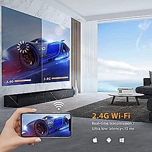 Mini Projector with WiFi - 100" Screen Included, 7500LUX Brightness, Full HD 1080P Resolution Supported and Compatibility with Roku Stick, Android, and iPhone