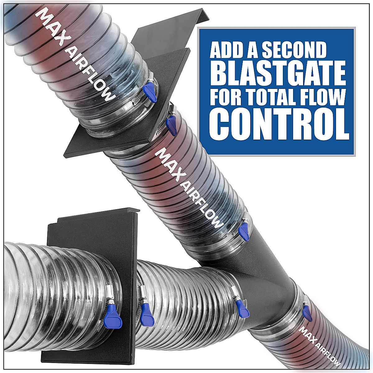 6 Pack of Fulton 4 inch Blast Gates with Double Sided Port – for Use With Dust Collection Machinery - Vacuums with 4 inch Hose