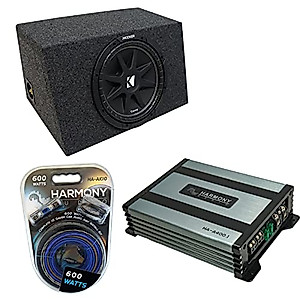 (1) Kicker C12 Subwoofer Single 12" Hatchback Sealed Sub Box Enclosure Bundle with HA-A400.1 Mono Amplifier