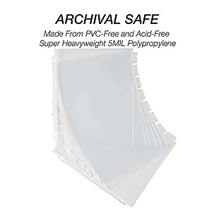 Samsill 8 Tab Recipe Dividers, Recipe Sleeves, Sheet Protector Dividers, with Tab Inserts, Clear, Super Heavyweight, Top Loading, 3 Hole Punched for Standard Letter Size Binders, Archival Safe