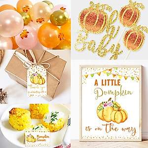 Little Pumpkin Baby Shower Decorations, Little Pumpkin Party Decorations for Rustic Fall Autumn Baby Shower Party Supplies, Halloween Thanksgiving Baby Shower Decor，A Little Pumpkin is On The Way
