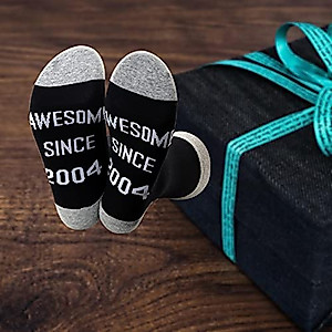 JXGZSO 19 Birthday Socks Awesome Since 2004 Happy Nineteen Birthday Gift 19th gift