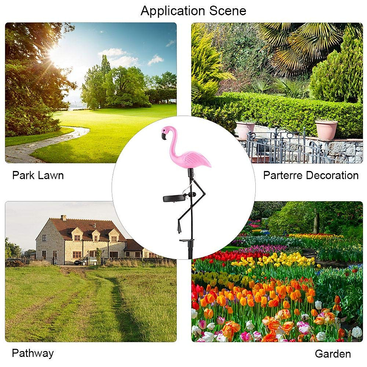 Yosoo- Solar Flamingo Garden Light, 2 Pack Pink Flamingo Solar Powered Outdoor LED Lawn Light Decorative Stake Lamp Pink Flamingo Yard Ornament Stakes for Garden Yard Pathway