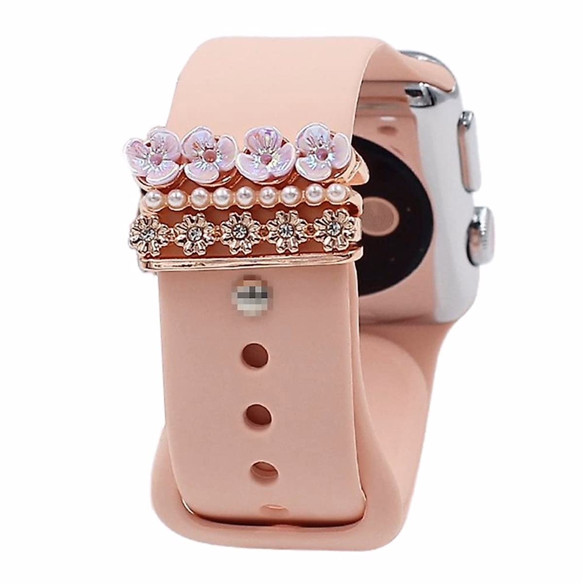 4PCS/Set Watch Bands Trinkets For Apple Watch Series SE 8 7 6 5 4 3 2 1 Ultra Strap Charms Loops Decorations,Tomcrazy Diamond Love Heart Watch Band Decorative Ring Compatible with Fitbit Charge 5