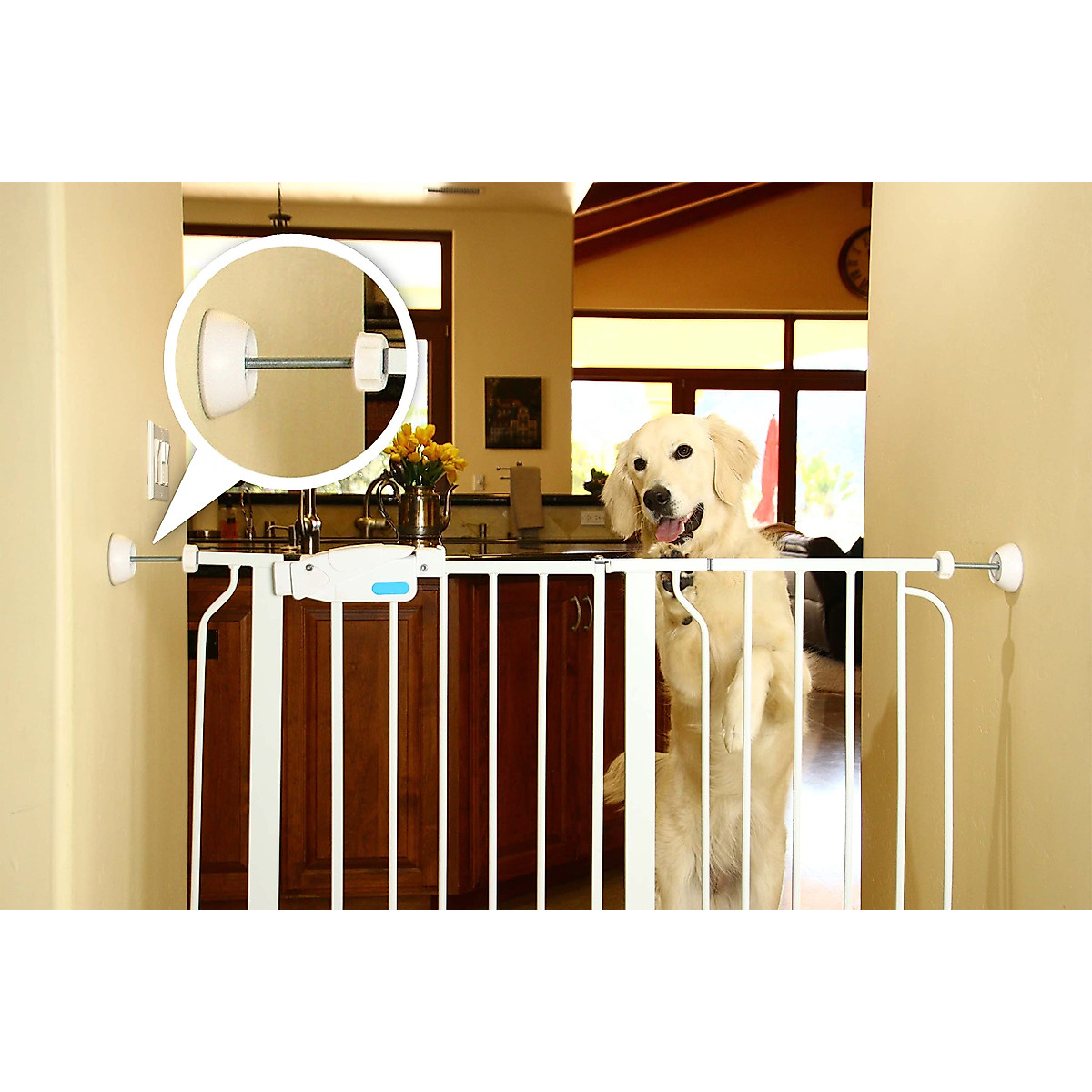 Baby Gate Guru Extra Long M8 (8mm) Spindle Rods + Small Wall Protectors Bundle (White)