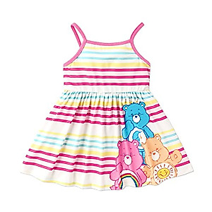 Care Bears Baby Girl Strap Dress Infant Girl A Line Sundress Pink Striped Cami Dress Color Block 18-24 Months